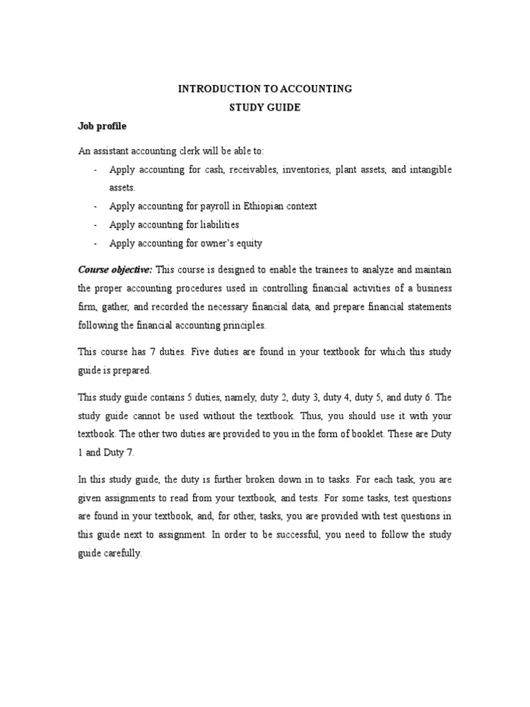 Introduction To Accounting Study Guide Job Profile | PDF | Payroll Tax ...