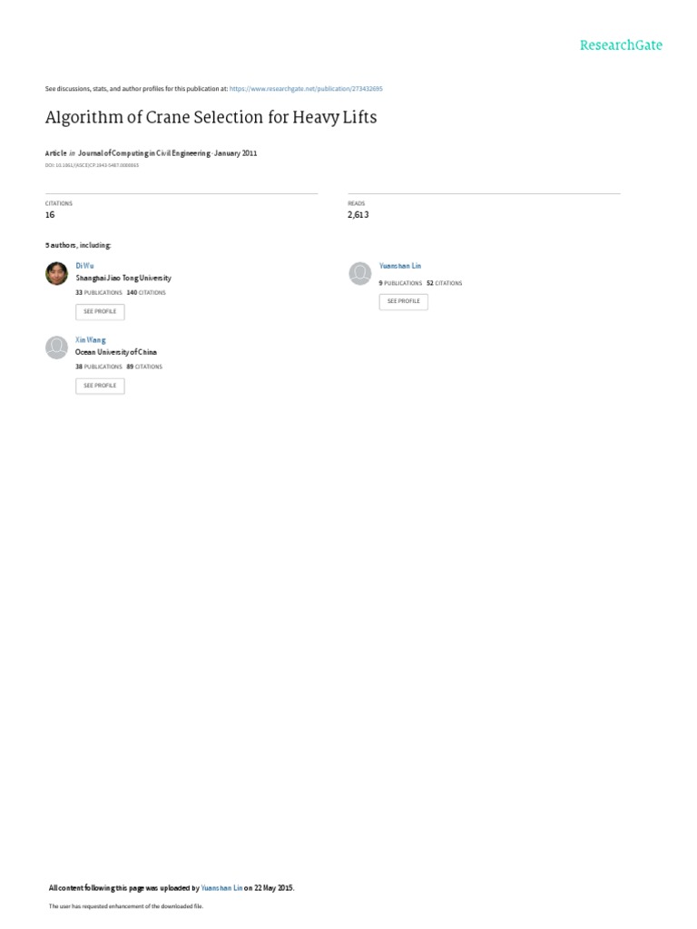 Algorithm Crane Selection | Download Free PDF | Crane (Machine) | Algorithms