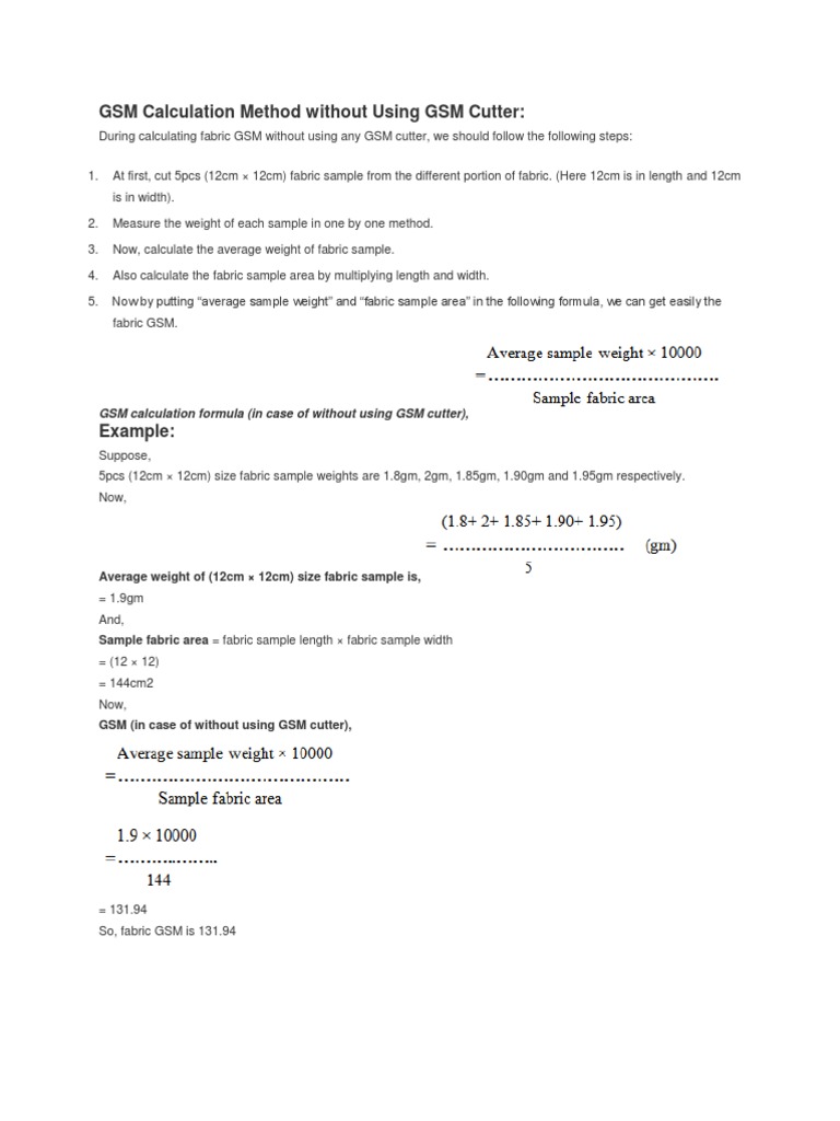 GSM Calculation Method Without Using GSM Cutter | PDF