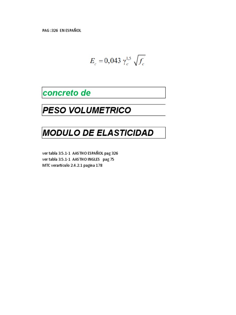 Modulo De Elasticidad Segun Aastho Pdf