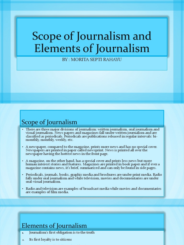 Understanding Journalism's Scope and Elements | PDF | Politics | History