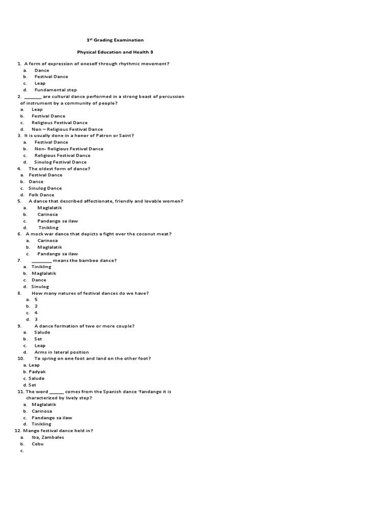 1st Grading Examination | PDF