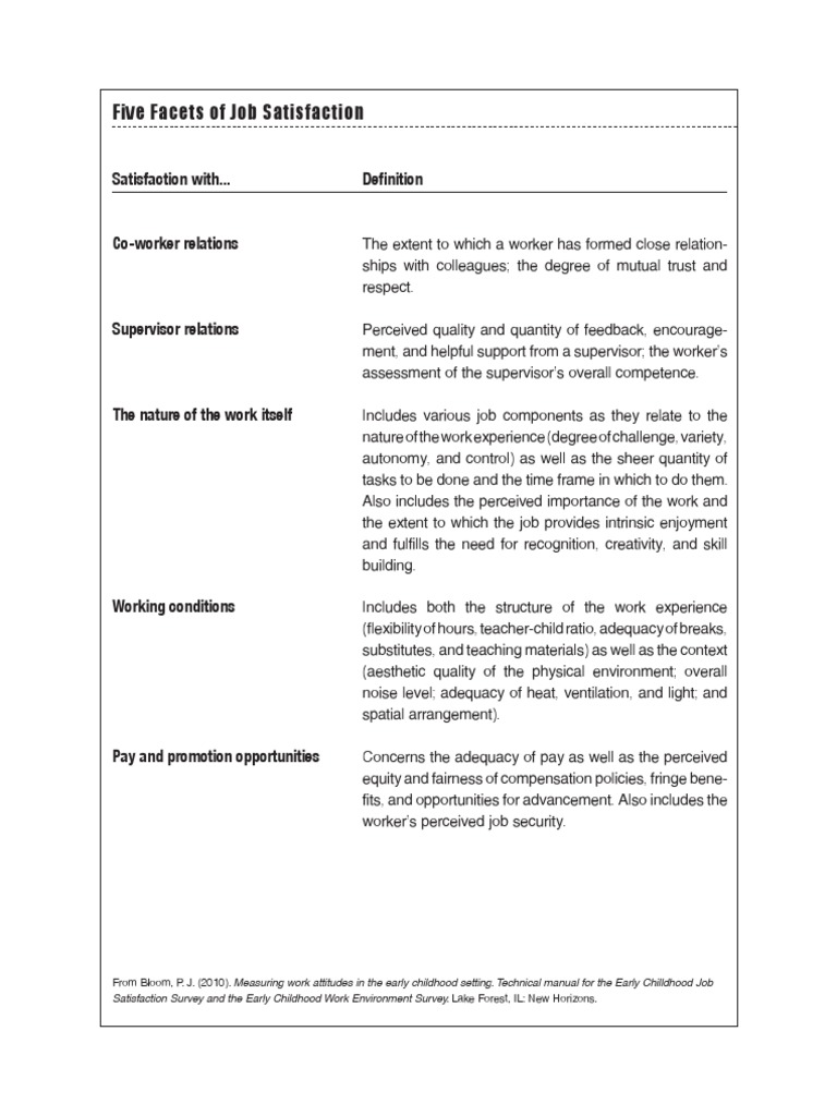 5 Facets of Job Satisfaction PDF | PDF | Job Satisfaction | Cognition