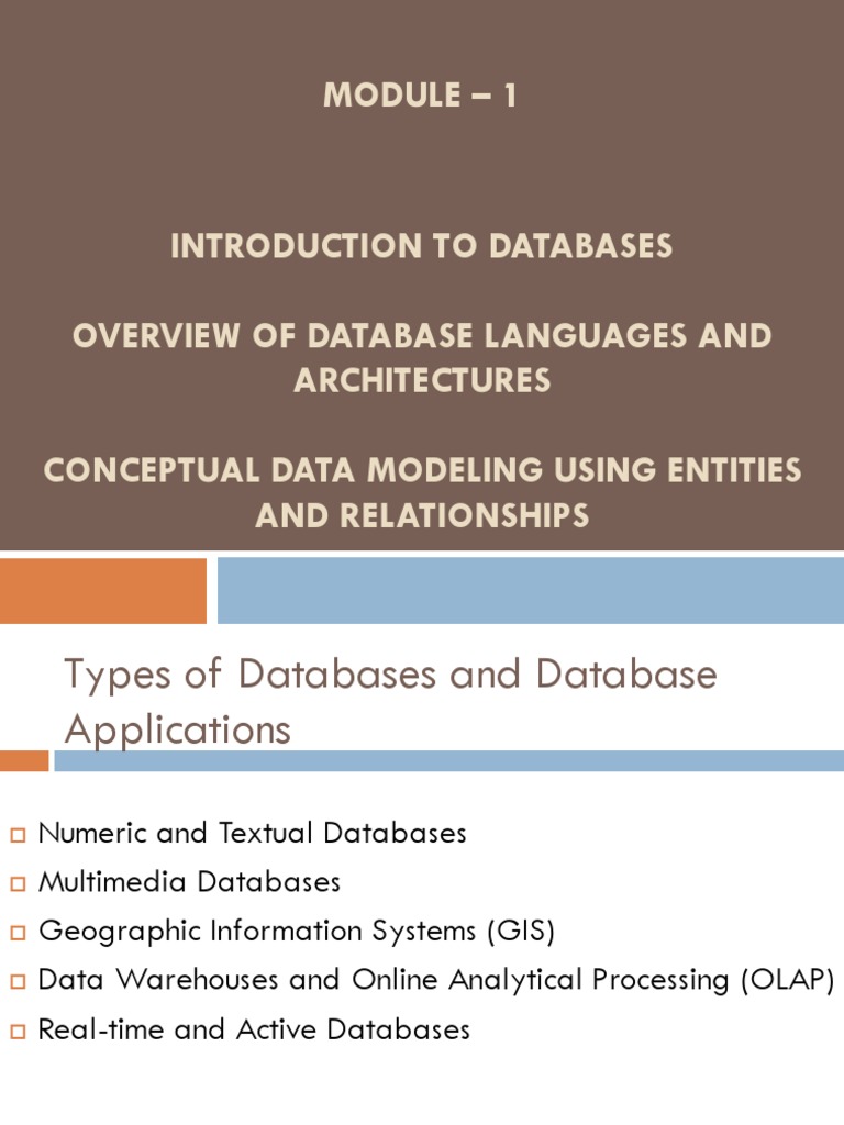 Module 1 (DBMS) | PDF | Conceptual Model | Data Model