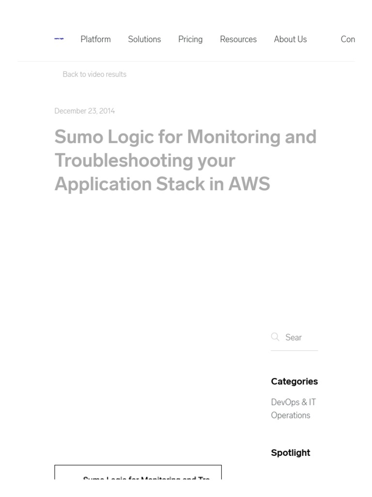 Sumo Logic For Monitoring and Troubleshooting Your Application Stack in ...