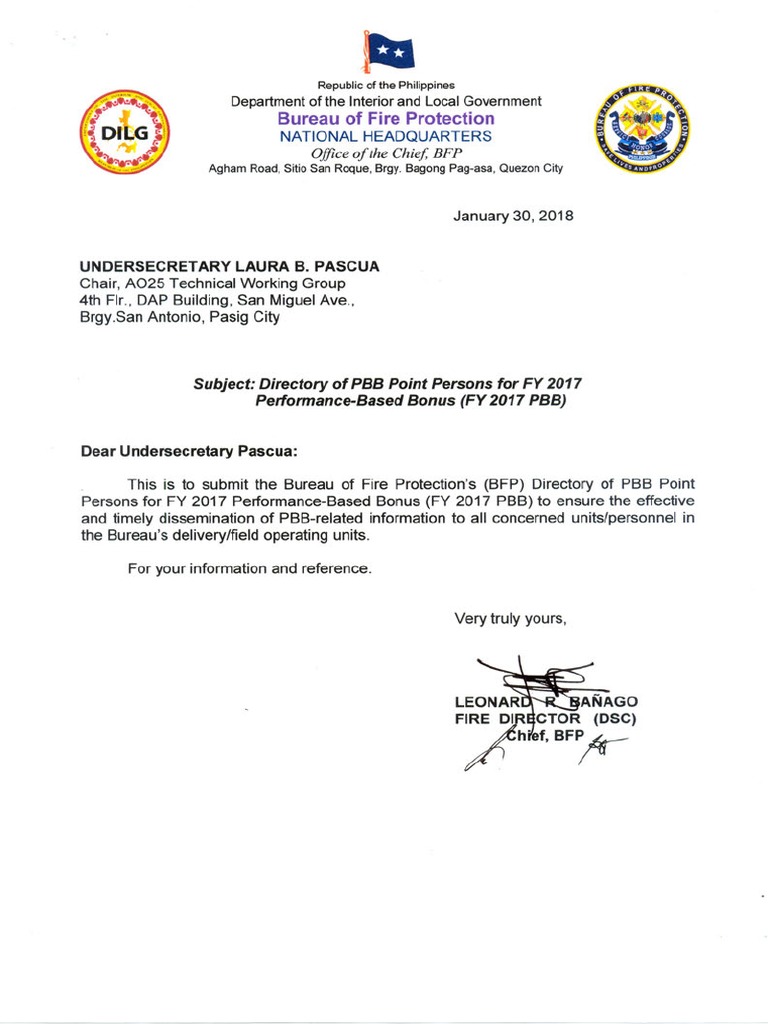 Endorsement OFC Endorsement Re Letter To USEC Pascua Re PBB Point ...