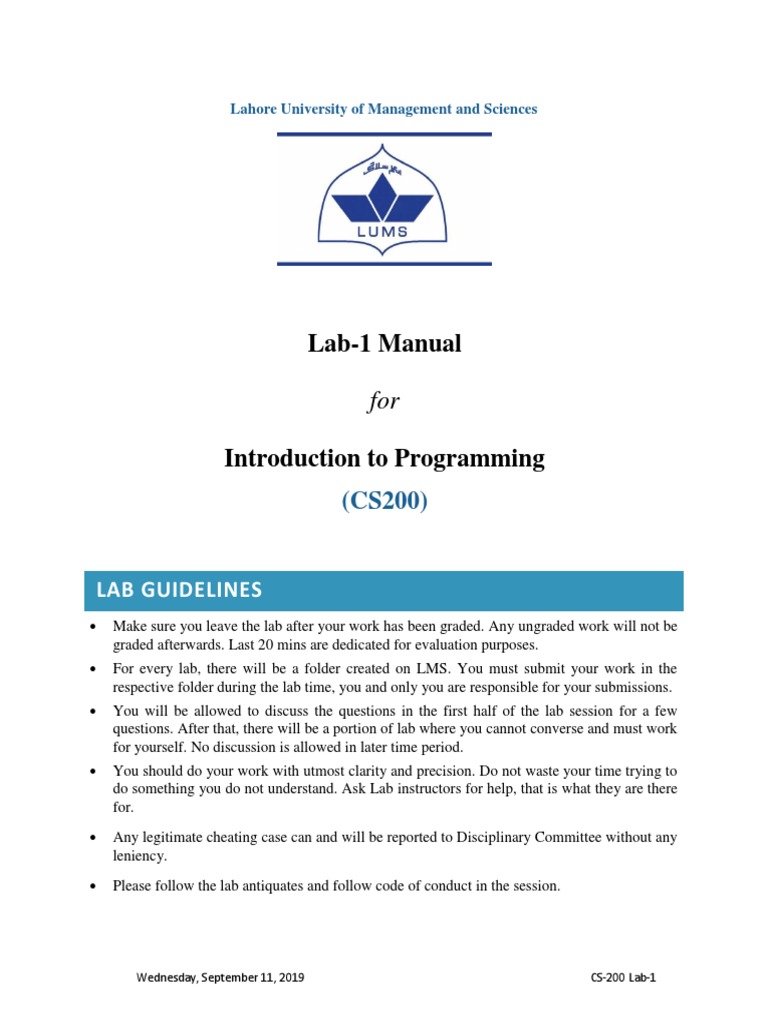CS 200 Lab1 Manual | PDF | Function (Mathematics) | Command Line Interface