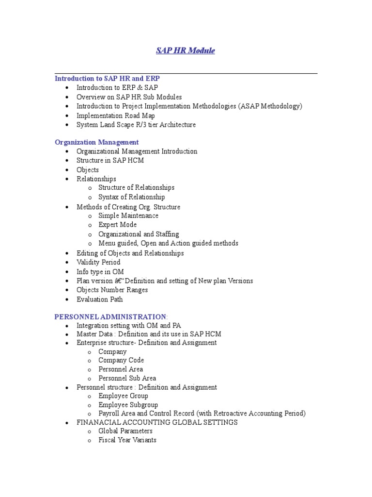 A Comprehensive Guide to SAP HR Modules and Implementation Methodologies | PDF | Payroll ...