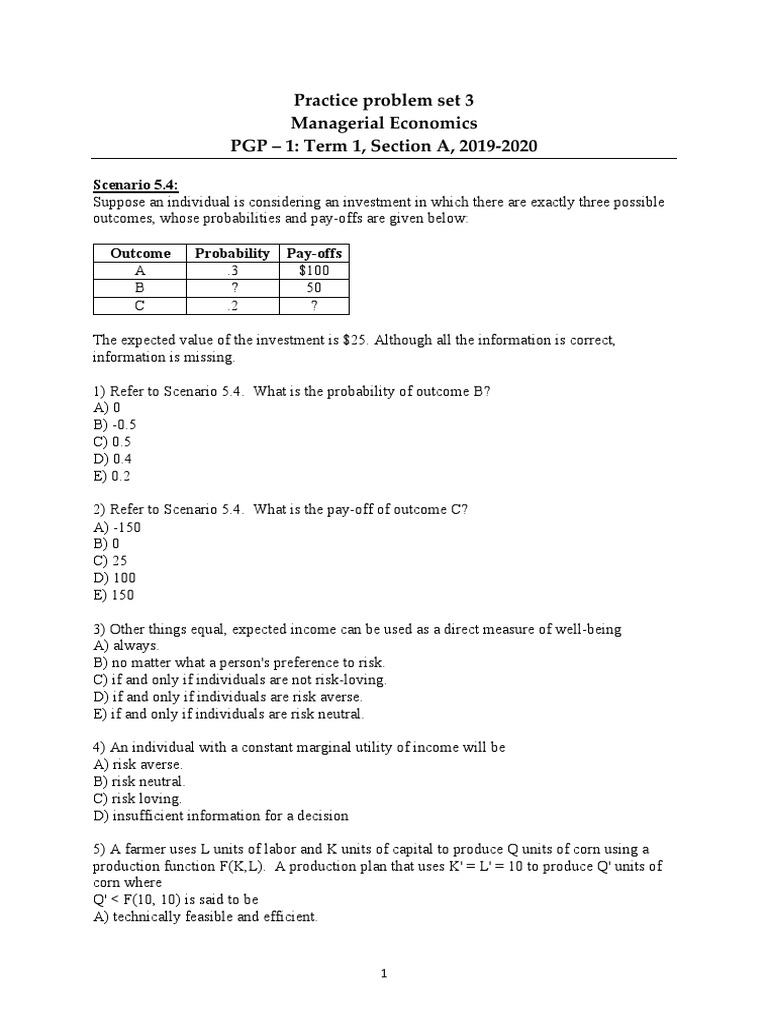 Practice Problem Set 3 | PDF | Production Function | Labour Economics