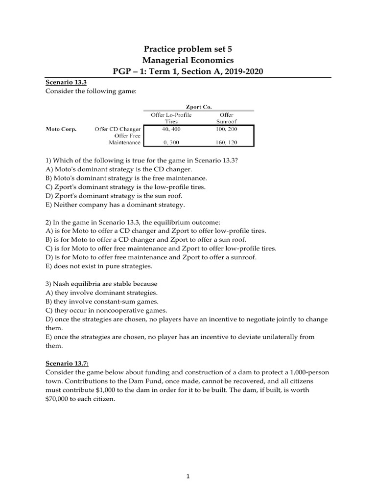 Analysis of Oligopoly Market Structures and Strategic Decision Making in Practice Problems | PDF ...