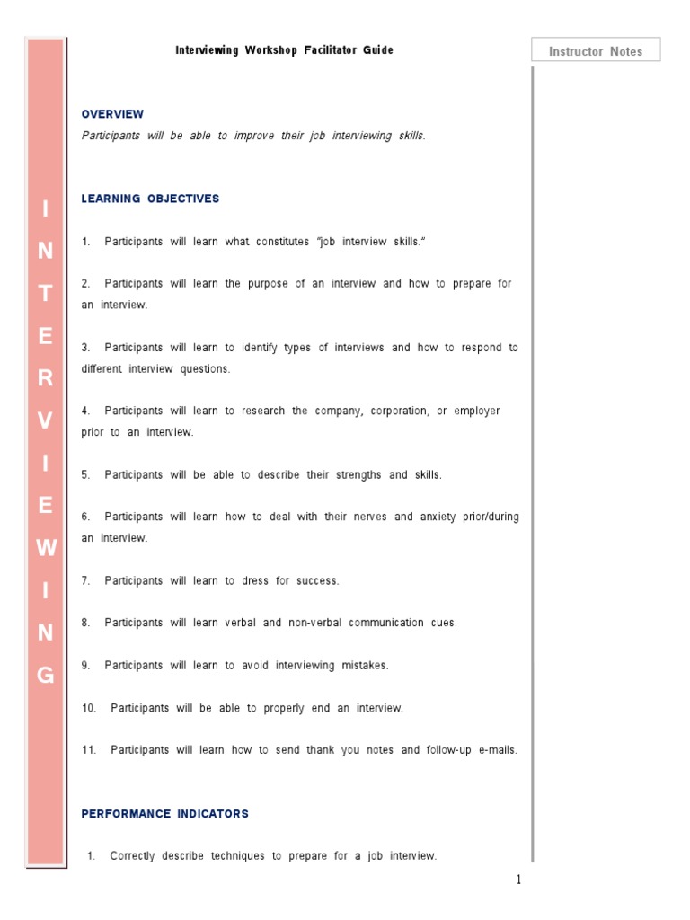 Interviewing Facilitator Guide | PDF | Interview | Job Interview