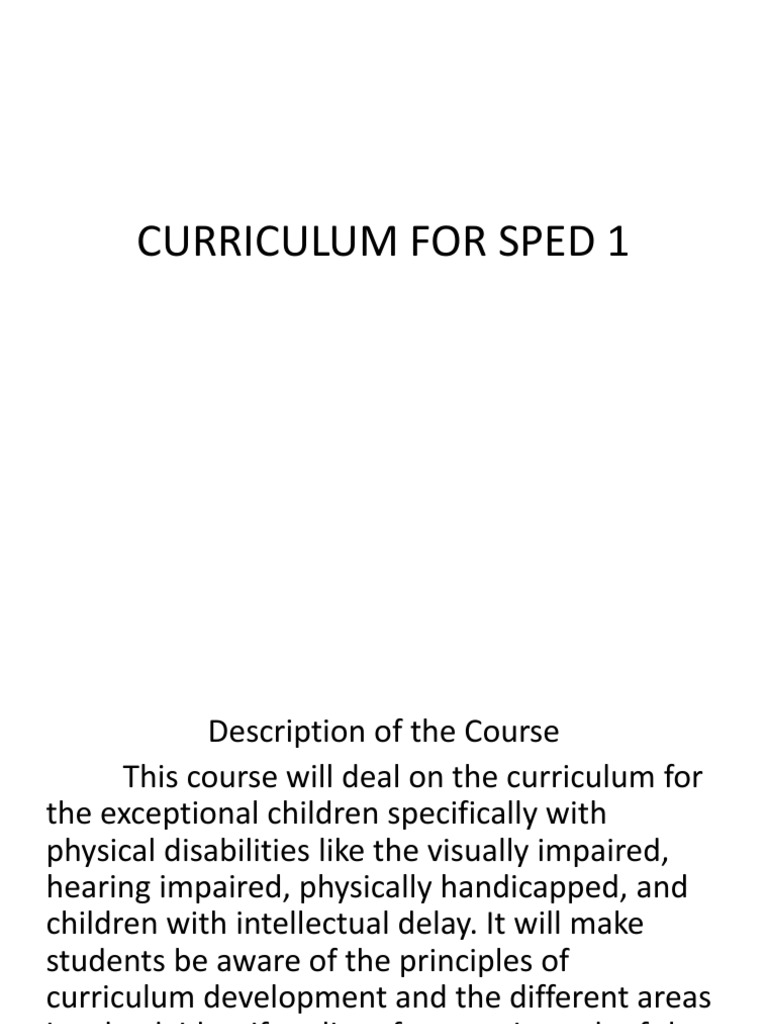 Curriculum For Sped 1 | PDF | Hearing Loss | Sign Language