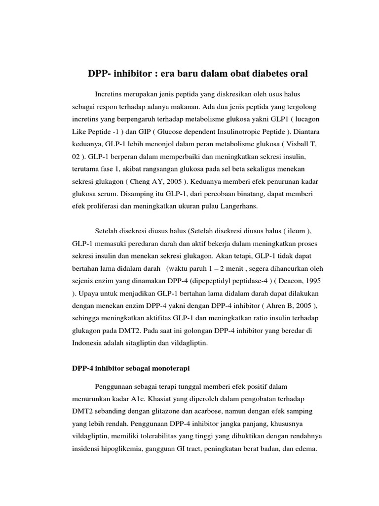Mekanisme Kerja DPP-4 Inhibitor pada Diabetes | PDF