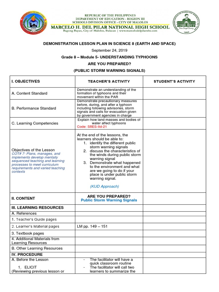 lesson exemplar for grade 8 second quarter | Neuropsychology | Learning