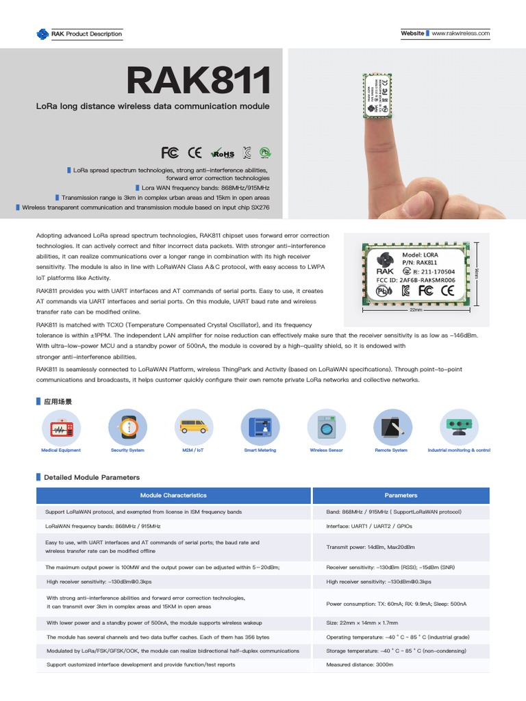 Rak811 Brochure | Download Free PDF | Computer Network | Electrical Engineering