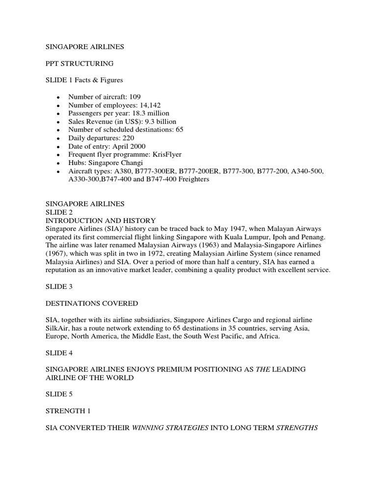 Singapore Airline Case Study Analysis | PDF | Airlines | Aviation