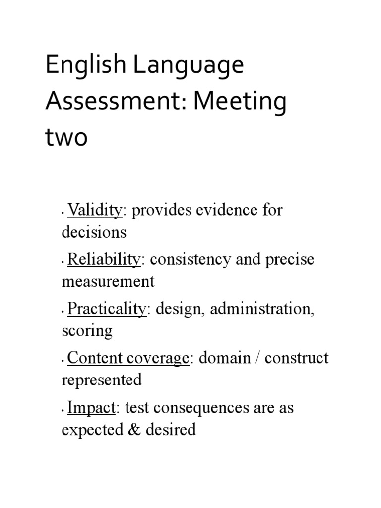 English Language Assessment | PDF | Validity (Statistics) | Cognition