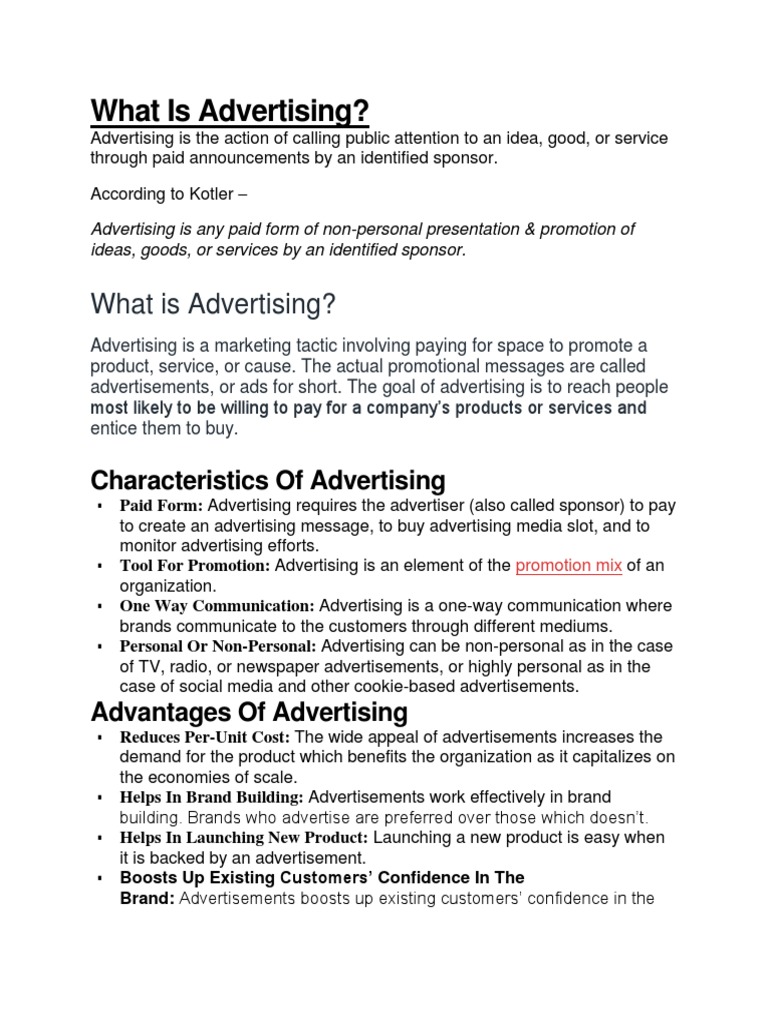 What Is Advertising | PDF | Promotion (Marketing) | Advertising