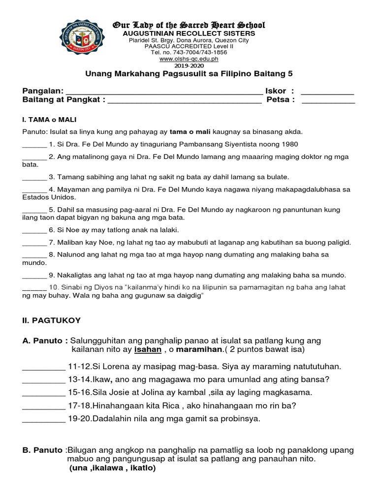Grade 5 Periodical Exam | PDF
