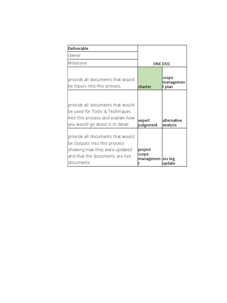 Deliverable One Doc Scope Managemen T Plan | PDF | Business | Computers