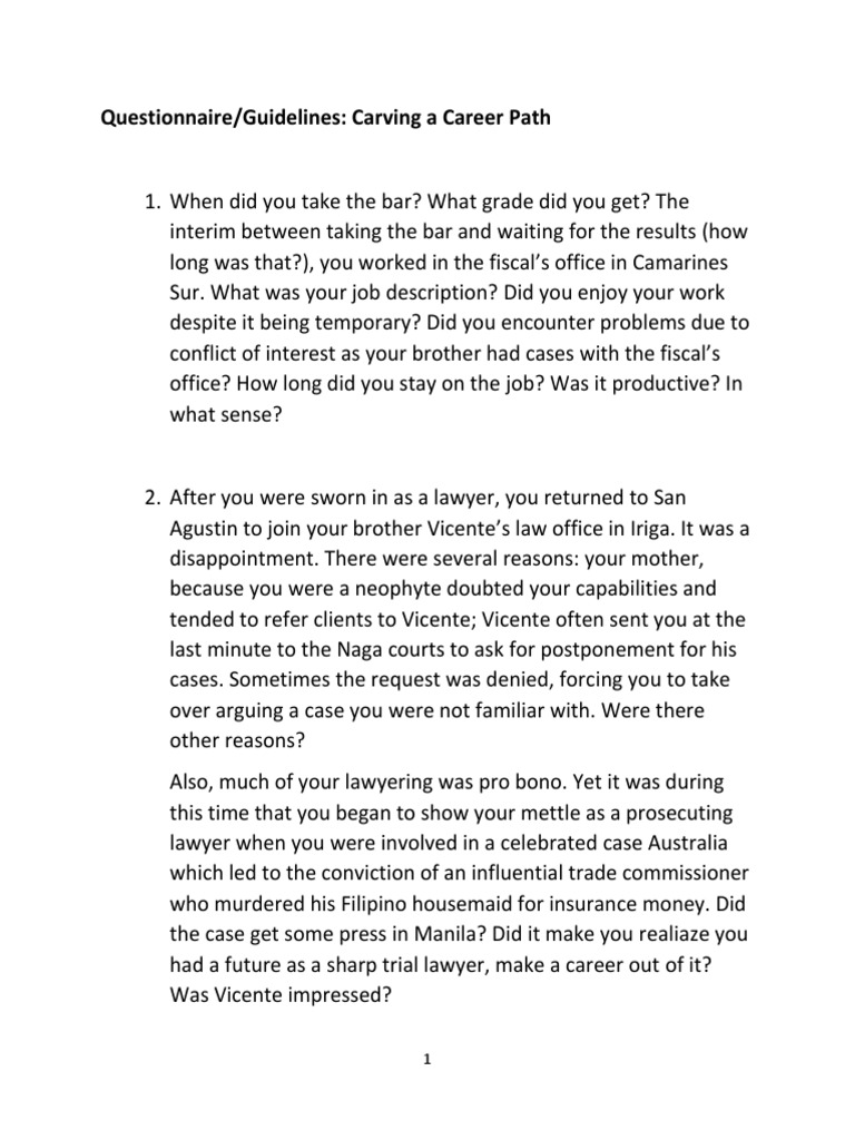 Questionnaire/Guidelines: Carving A Career Path | PDF | Government