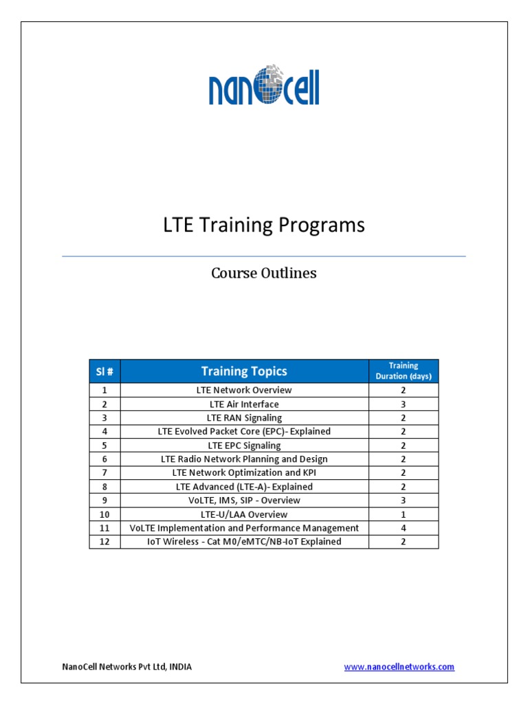 LTE Training Programs: Course Outlines | PDF | Ip Multimedia Subsystem | Lte (Telecommunication)