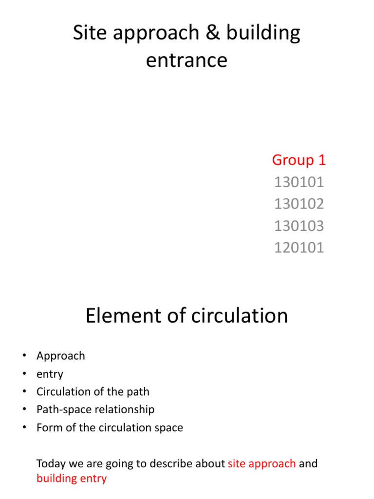 Site Approach and Building Entrance | PDF | Nature