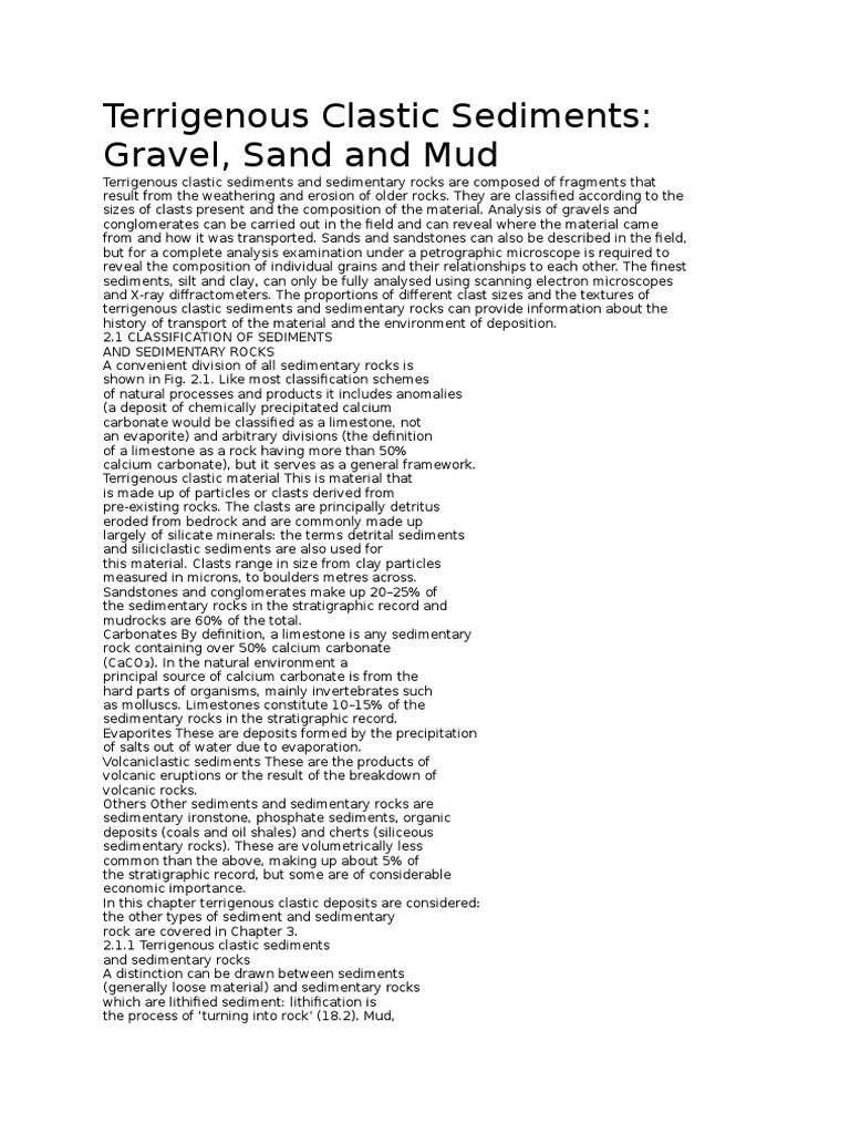 Terrigenous Clastic Sediments Guide | PDF | Clastic Rock | Sedimentary Rock