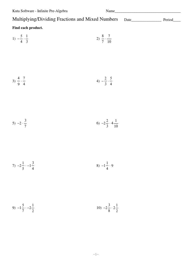 Multiplying+Dividing Fractions and Mixed Numbers | PDF | Fraction ...