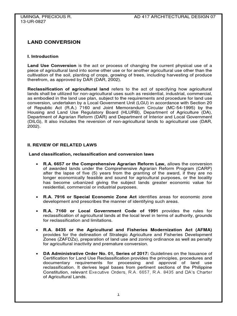 DESIGN MT 01 Land Conversion | PDF | Agriculture | Economic Growth