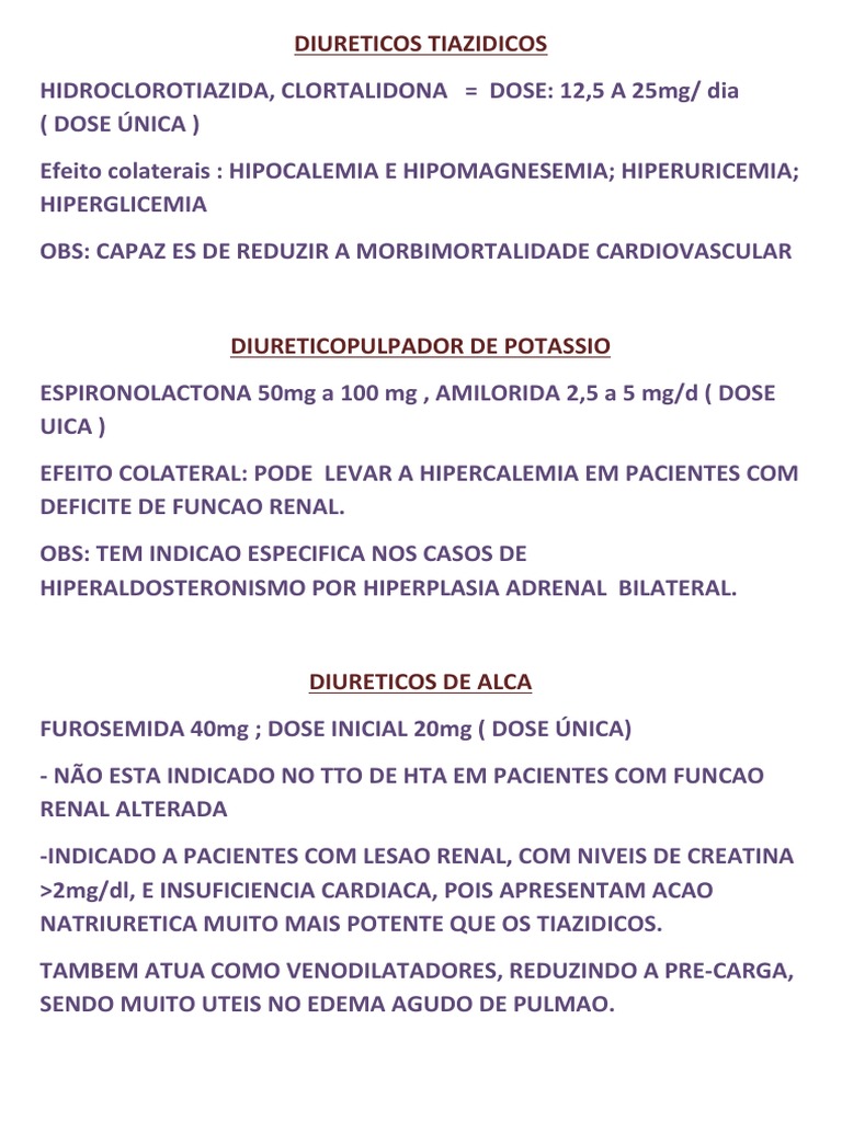 Diureticos Tiazidicos Hta | PDF | Hipertensão | Doenças vasculares