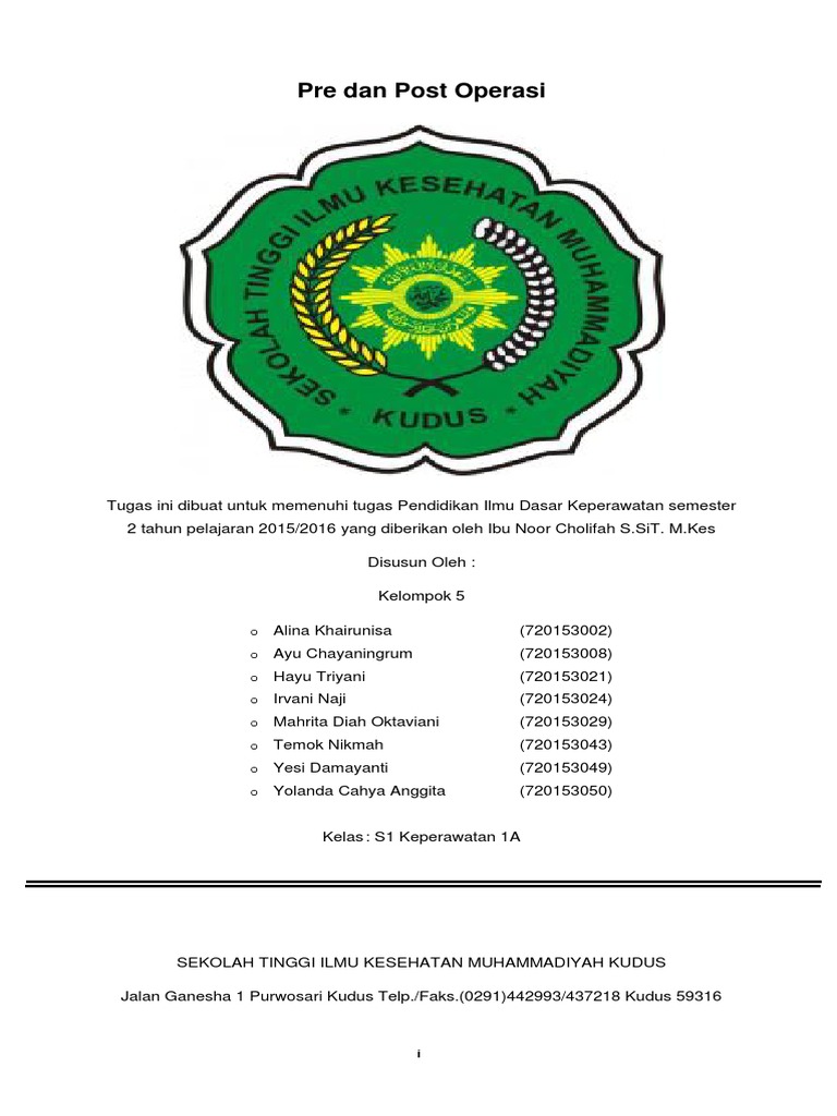 Pre Dan Post Operasi | PDF