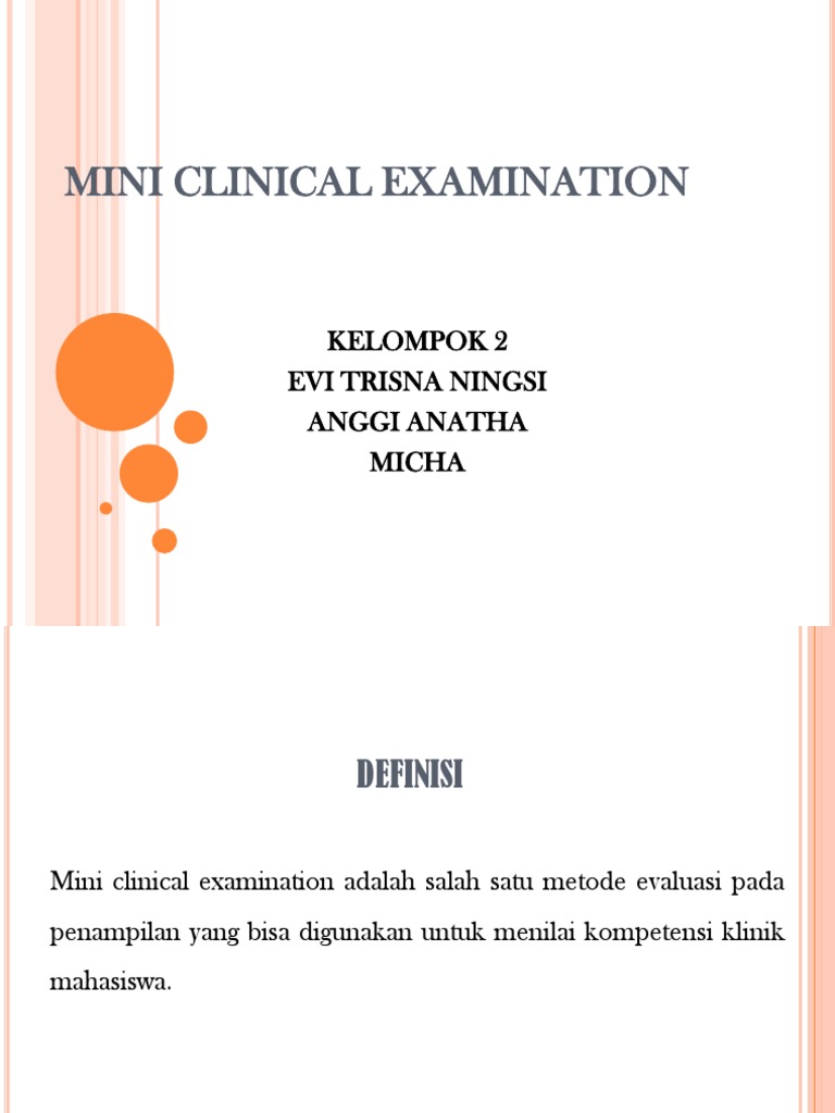 Mini Clinical Examination | PDF | Karier & Perkembangan