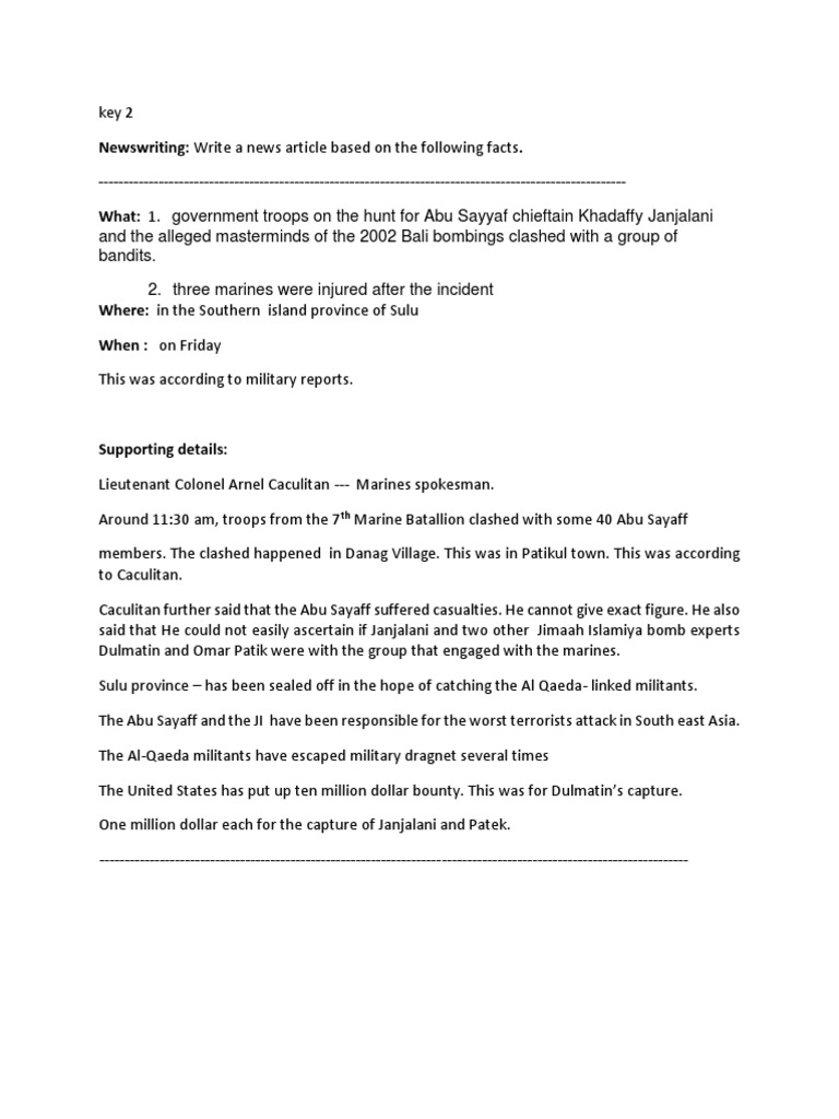 News Writing Exercises | PDF | Conflicts | National Security