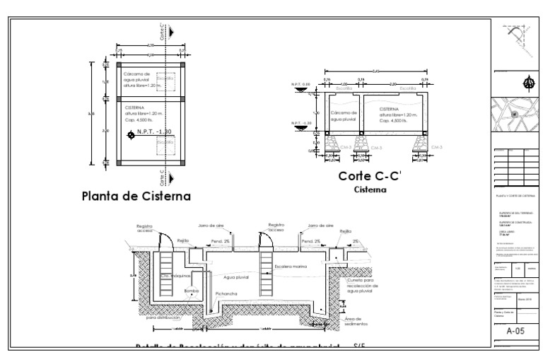 Planta de Cisterna Corte C-C' | PDF