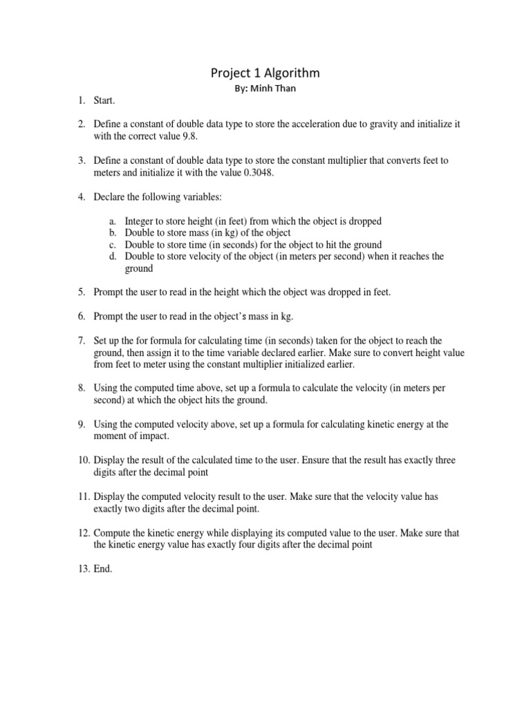 Project 1 Algorithm (mht0049) | PDF | Computers