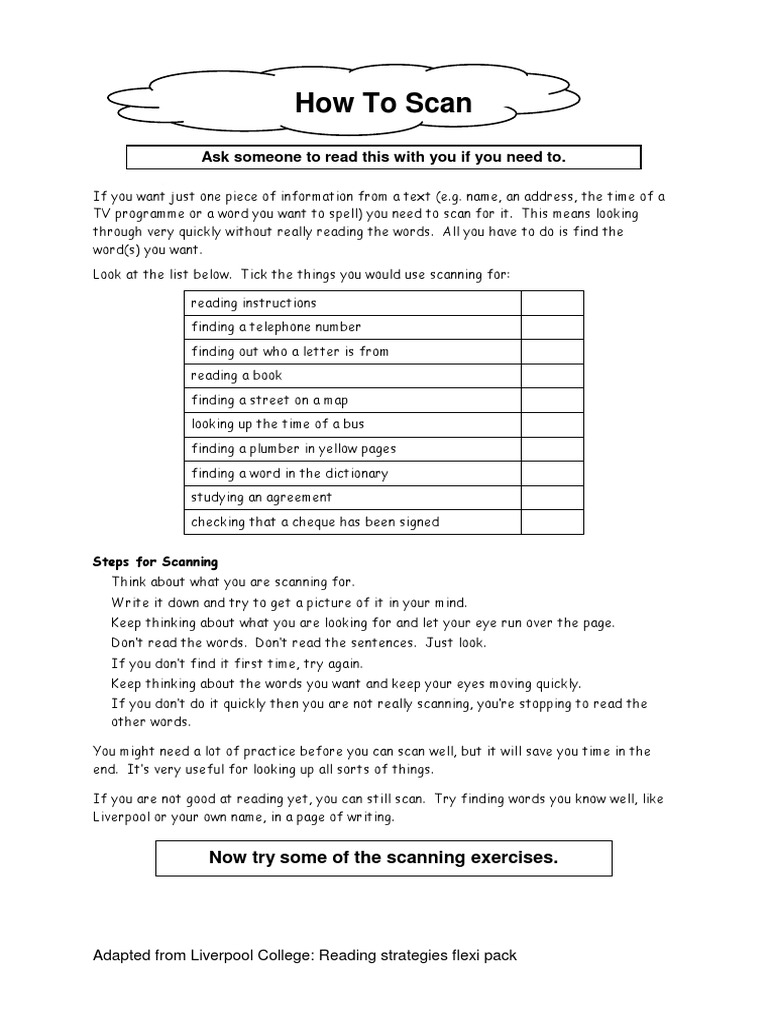 How To Scan: Ask Someone To Read This With You If You Need To | PDF ...