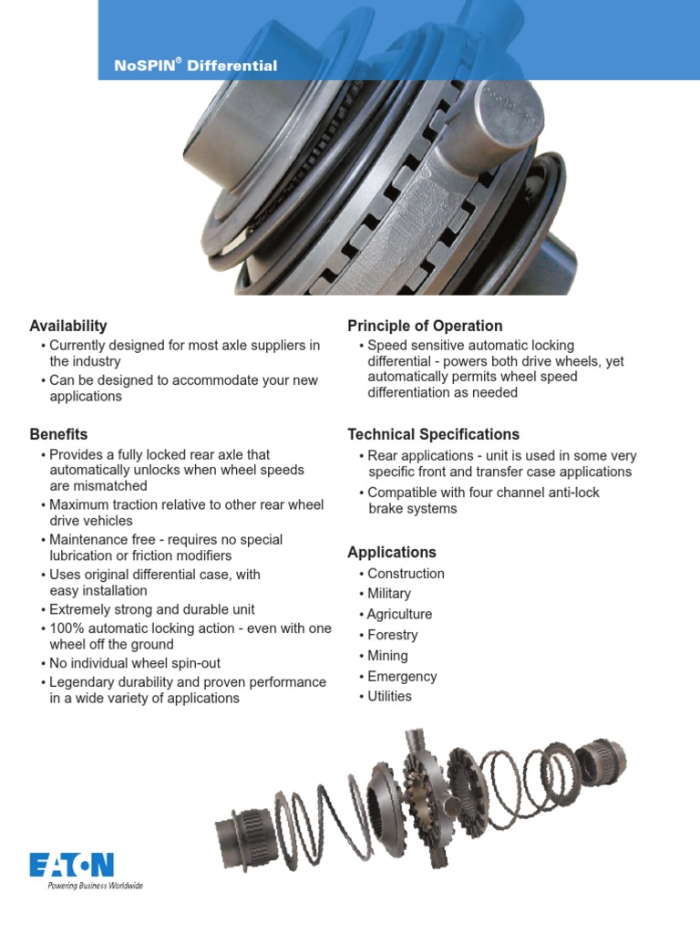 Eaton Nospin Brochure | PDF | Clutch | Axle