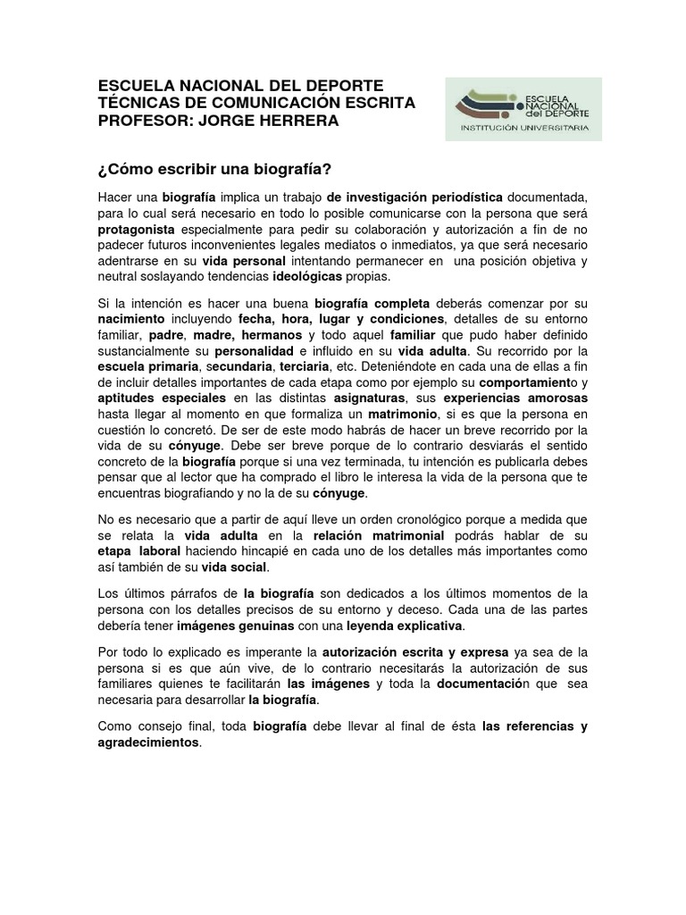 Como Escribir Una Biografía | PDF