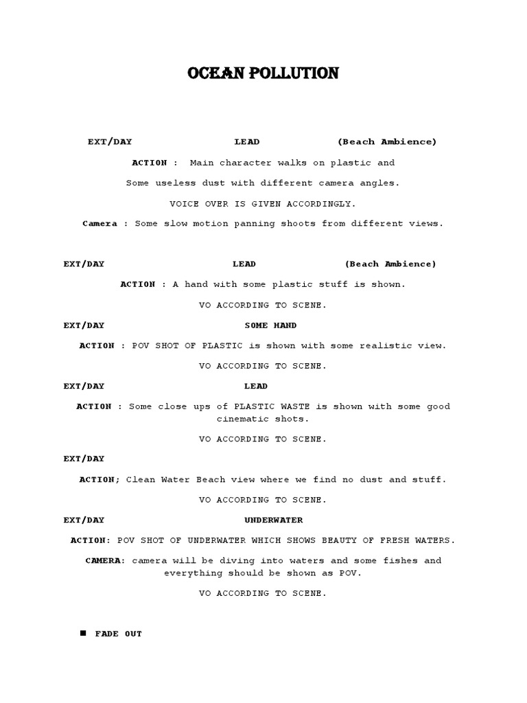 Ocean Pollution Script | PDF