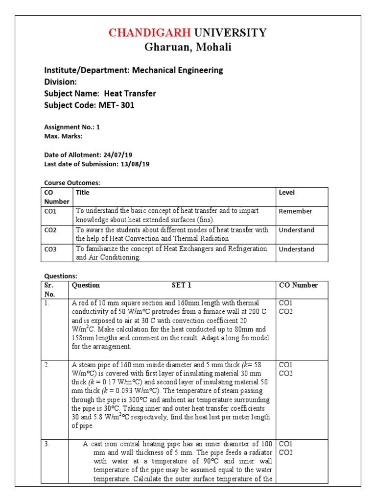 Assignment No 1 PDF | PDF | Thermal Insulation | Thermal Conductivity