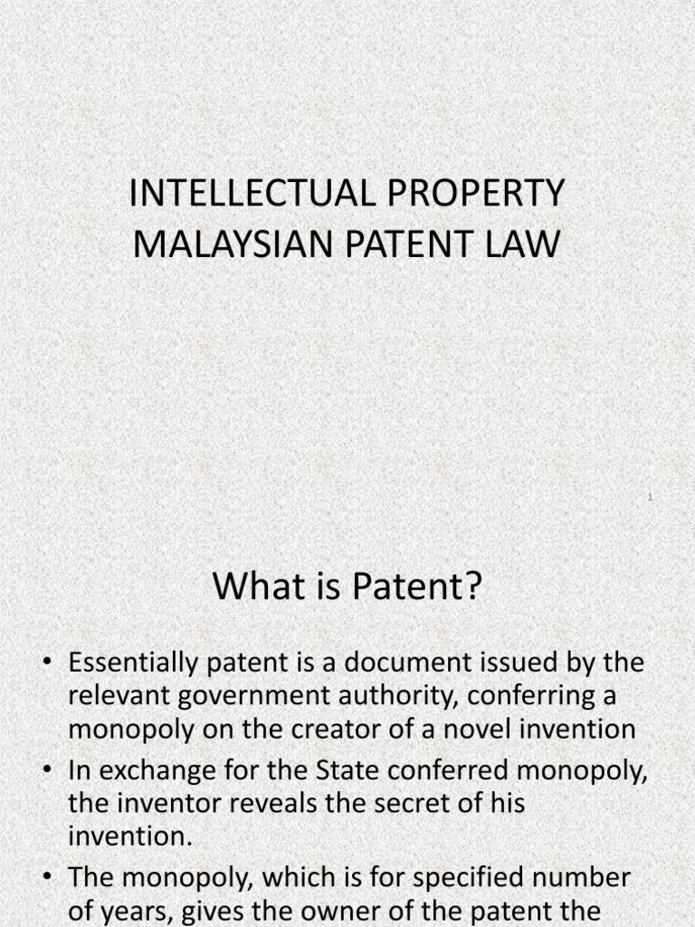 Intellectual Property Malaysian Patent Law Pdf Priority Right