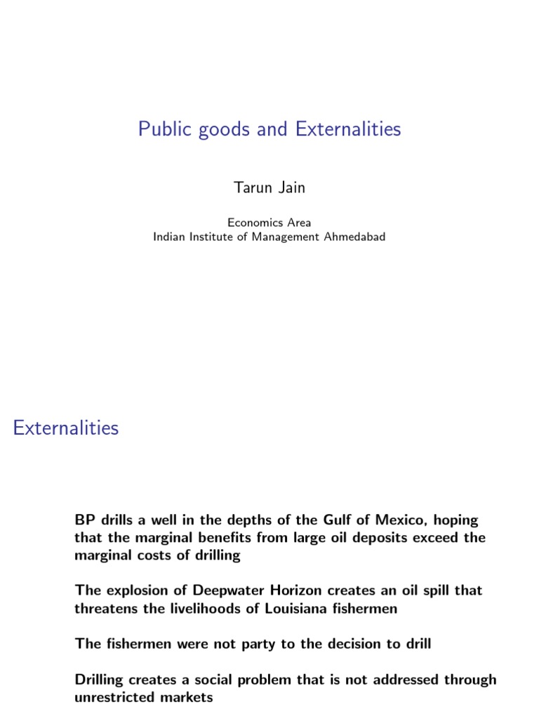 Economics of Public Goods & Externalities | PDF | Externality ...