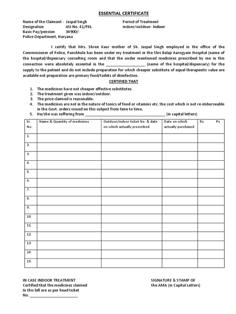 Essential Certificate | PDF | Medicine | Health Care