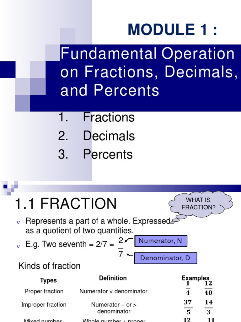 Understanding Fractions, Decimals, and Percents | PDF | Fraction ...