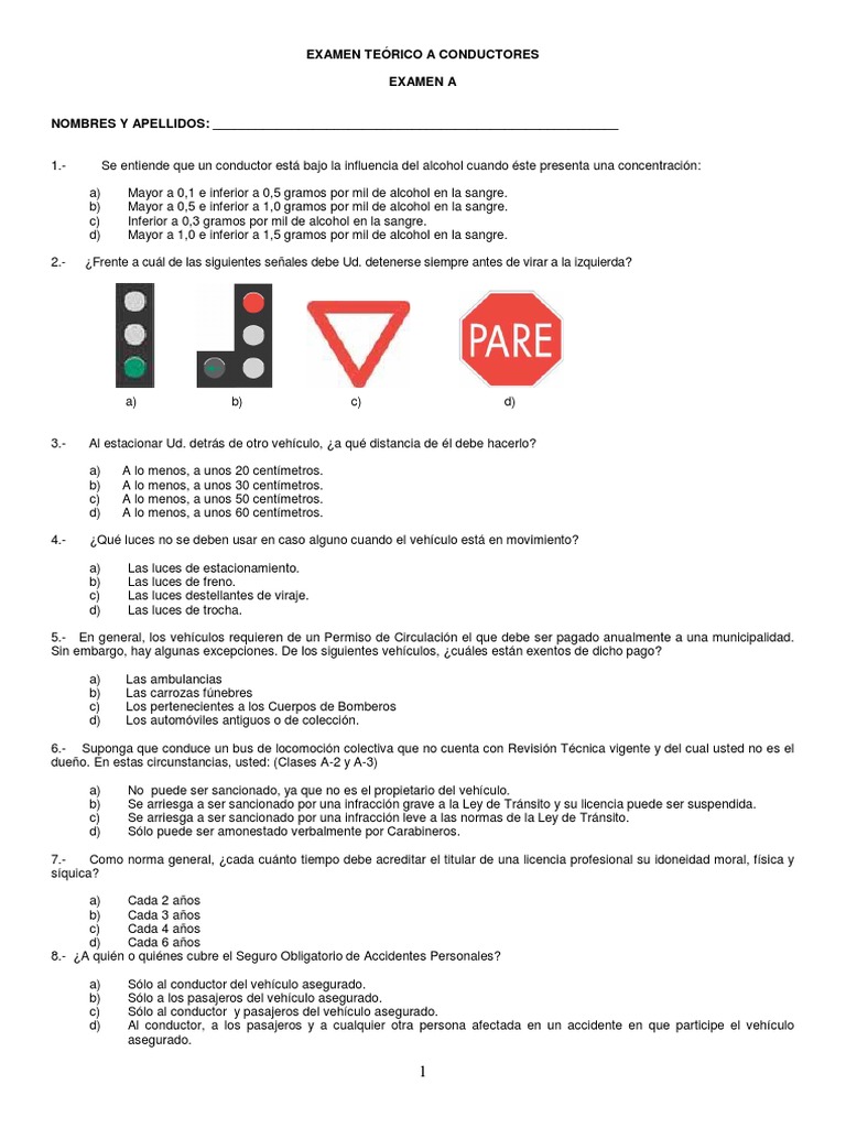 Examen Teorico | Descargar gratis PDF | Neumático | Taxi