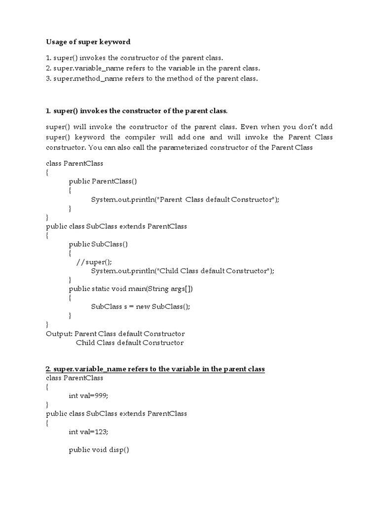 Super in Java | PDF