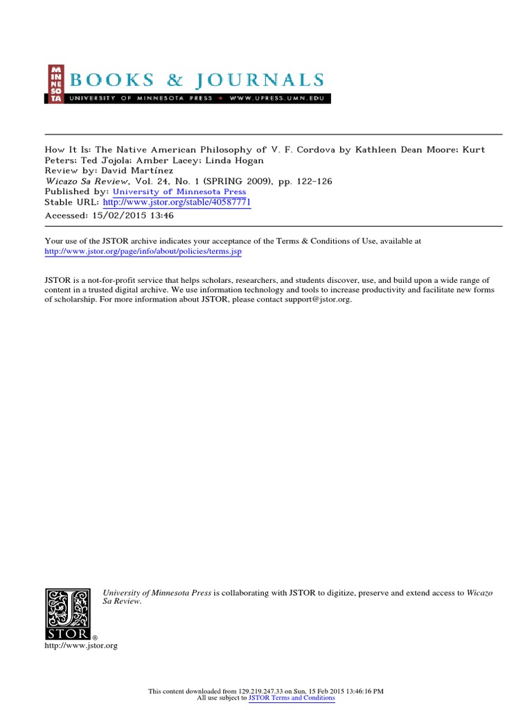 Review of Cordova's Native Philosophy | PDF | Sioux