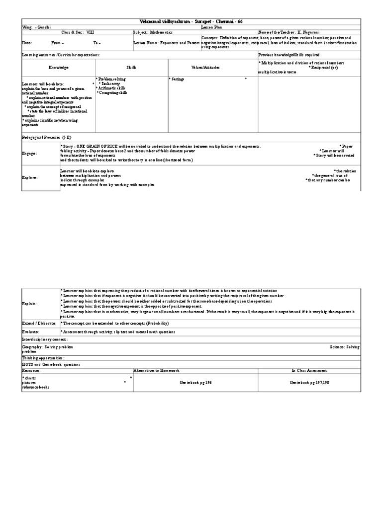 LP and SP of Microteaching | PDF | Exponentiation | Numbers