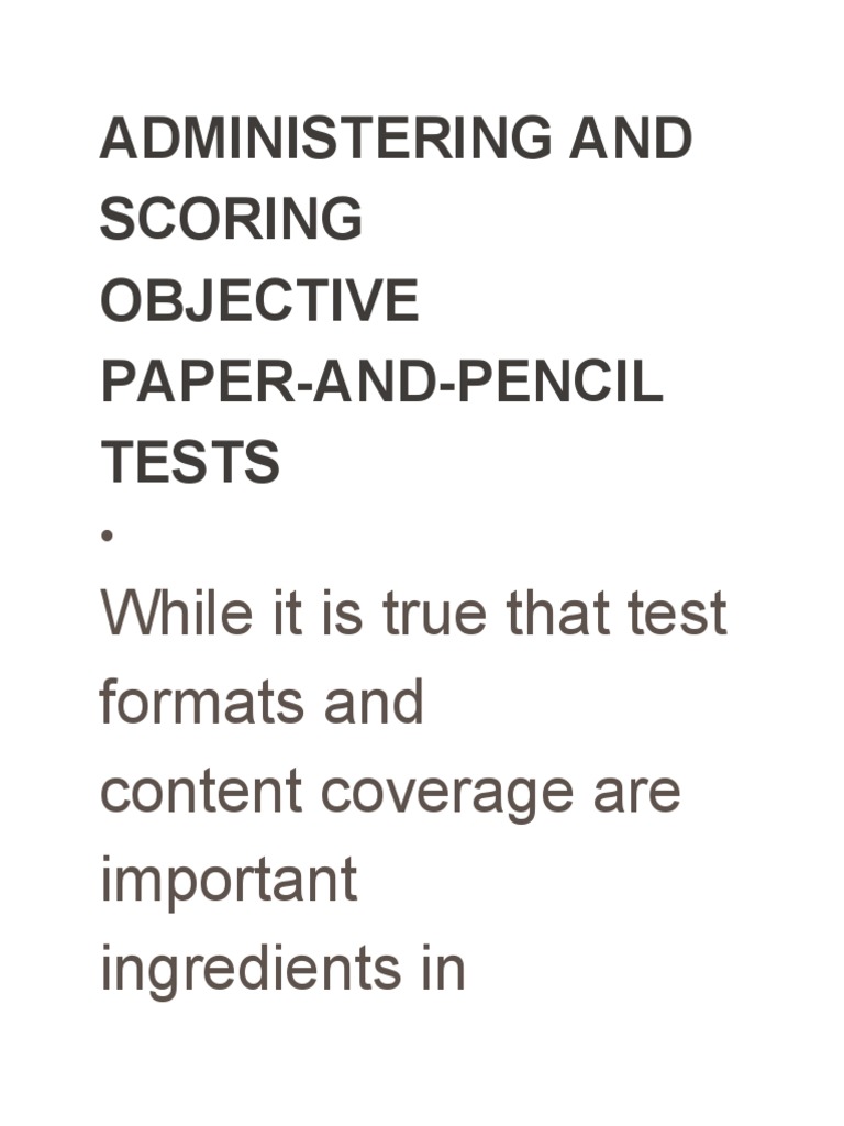 Administering and Scoring Objective Paper-And-Pencil Tests | PDF ...